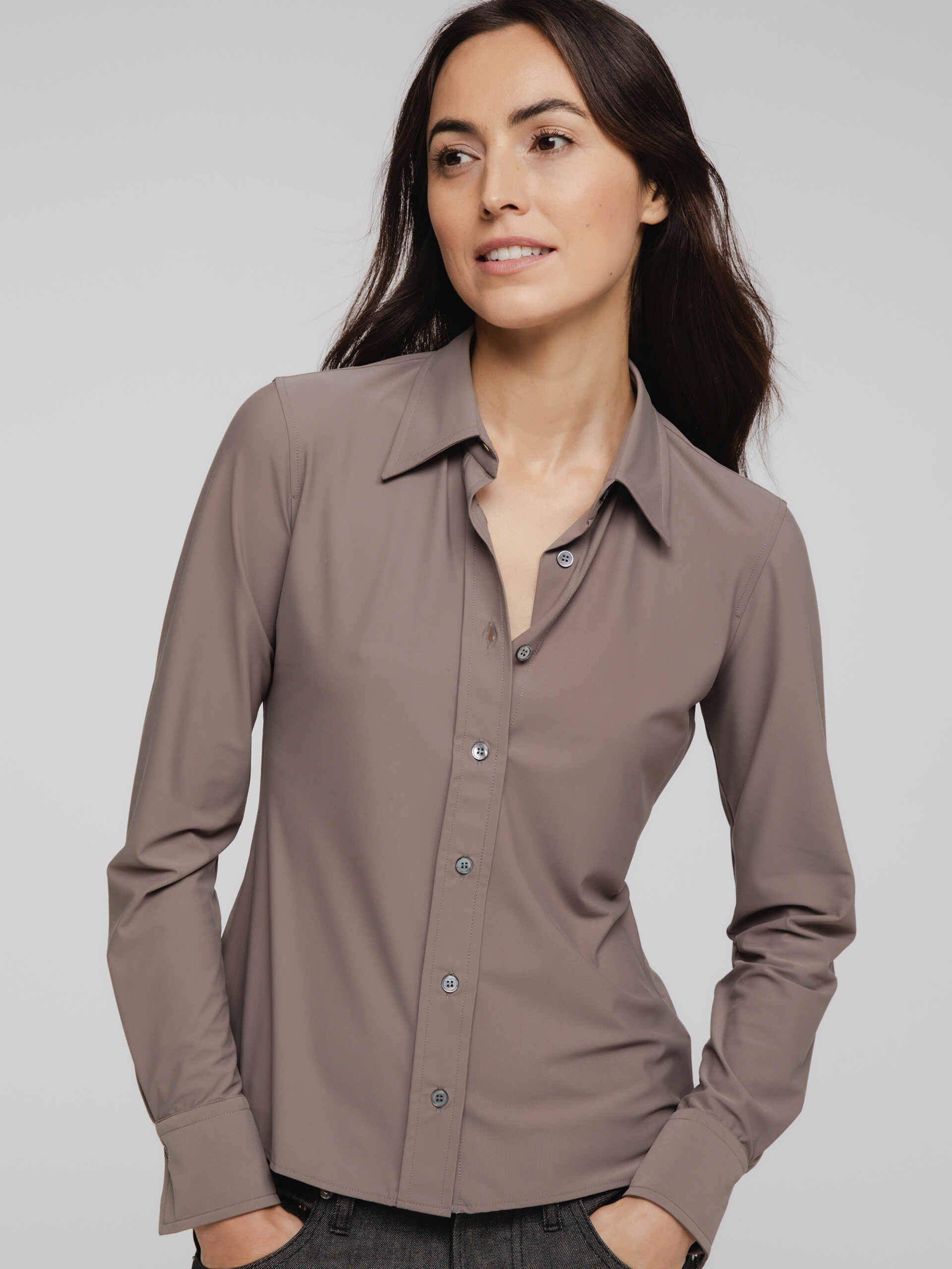 Taillierte Bluse von CALIBAN UX1 DKL.SCHLAMM online shoppen – DANIELS