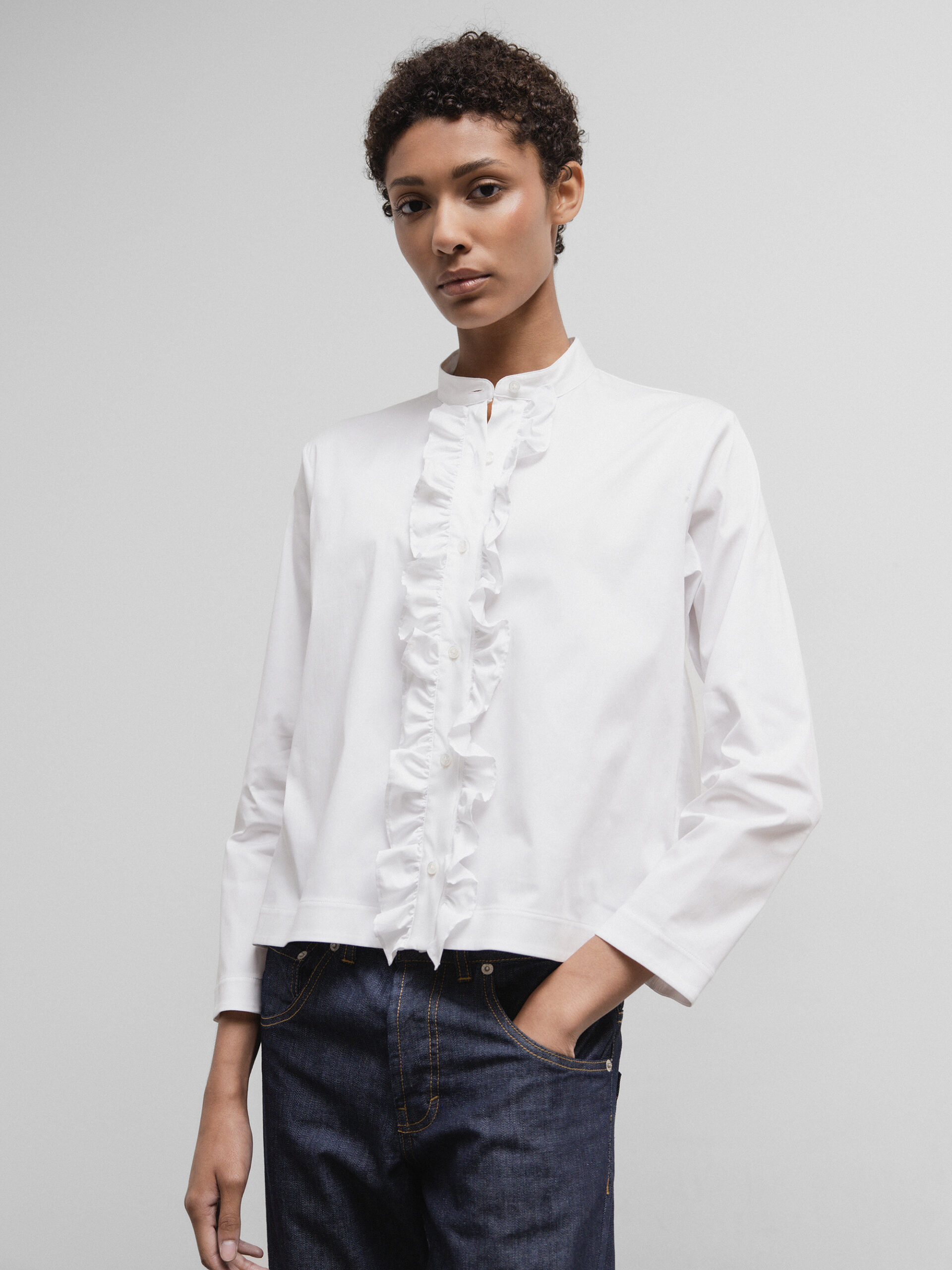 Langarm- Bluse aus Baumwolle von LIS LAREIDA 100 WHITE online shoppen ...