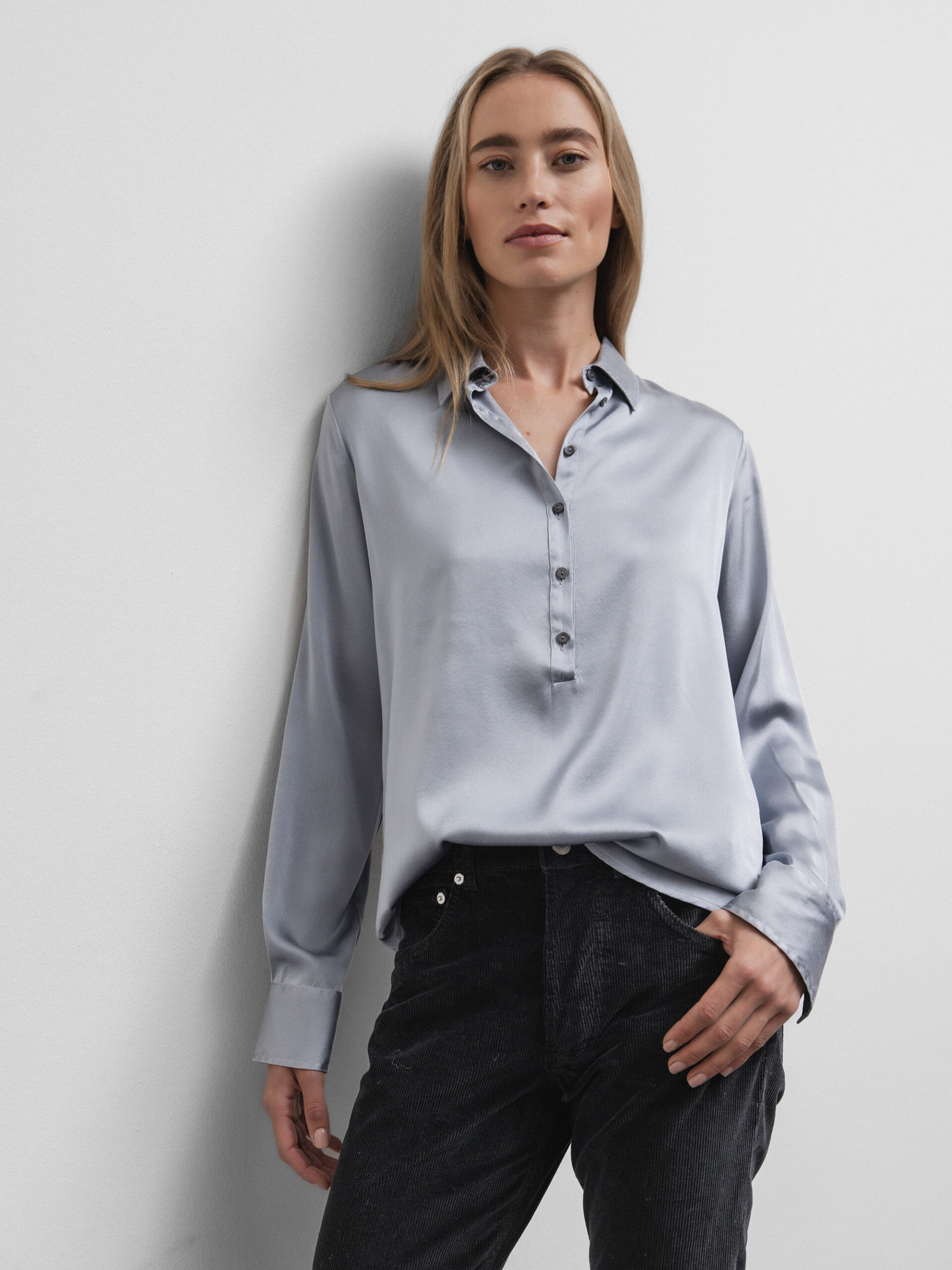 Bluse aus Seide von HER SHIRT 702 BLEU online shoppen – DANIELS